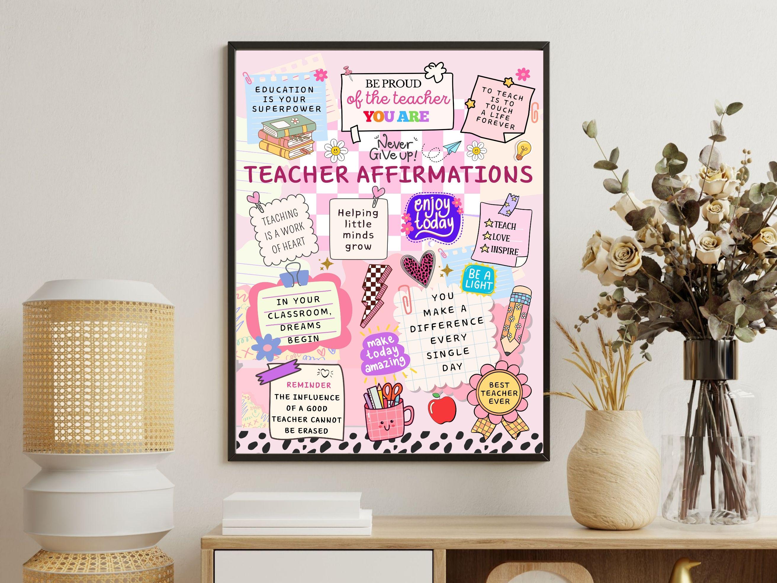 Teacher Affirmations Wall Art, Teacher Quotes, Teacher Wall Decor ...