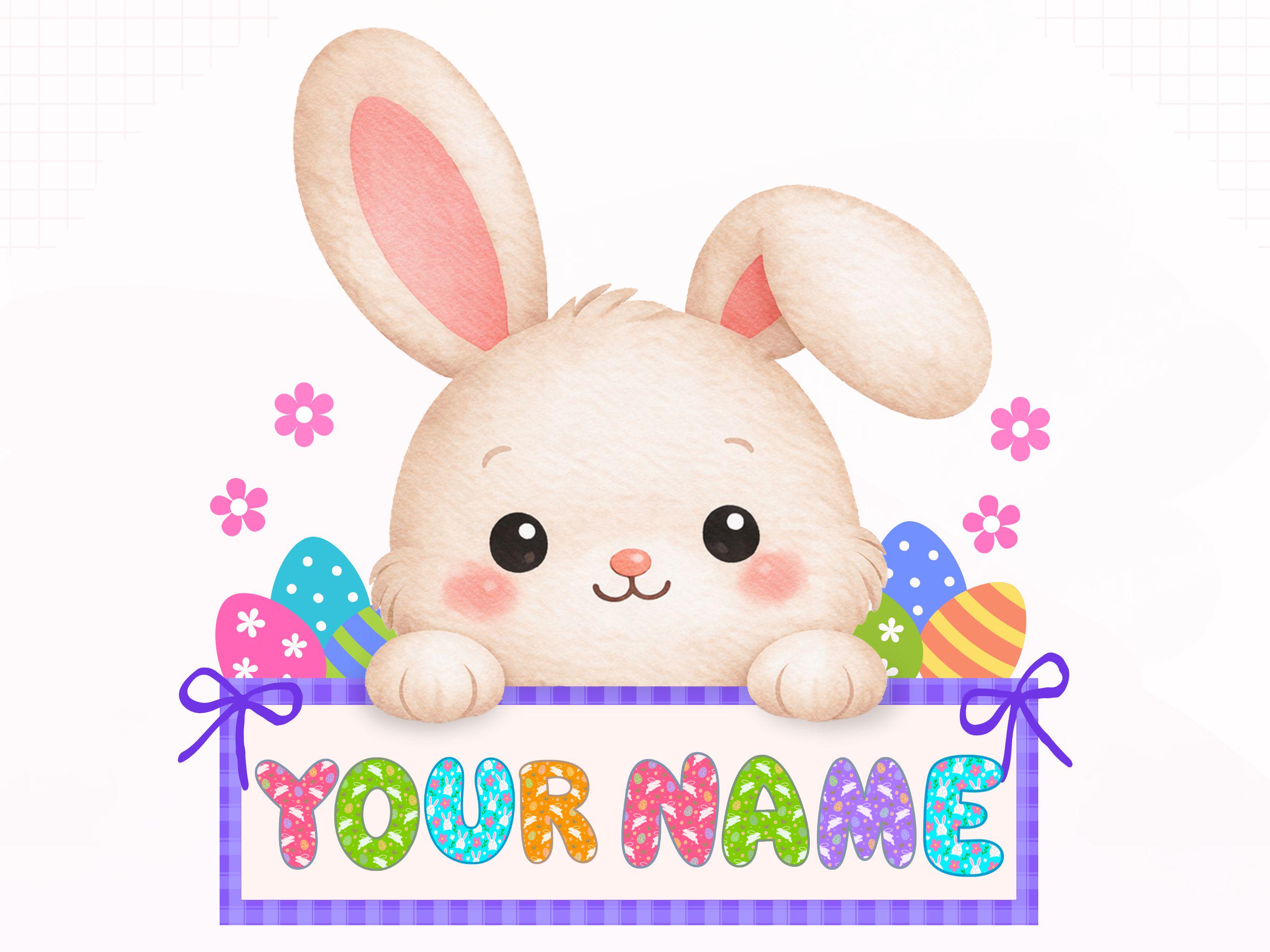 Preppy Easter Bunny Custom Name PNG, Personalized Easter, Name Designs ...