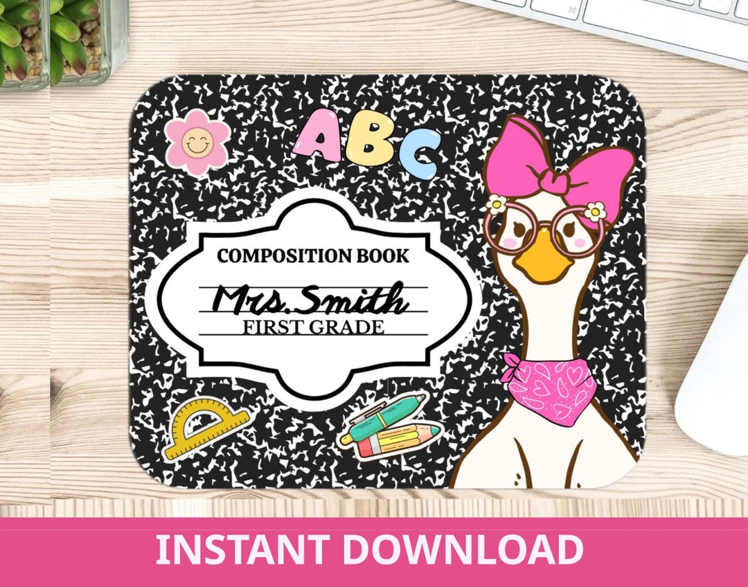 Mousepad Teacher Png, Composition Book, Custom Teacher Name, Mouse Pad ...