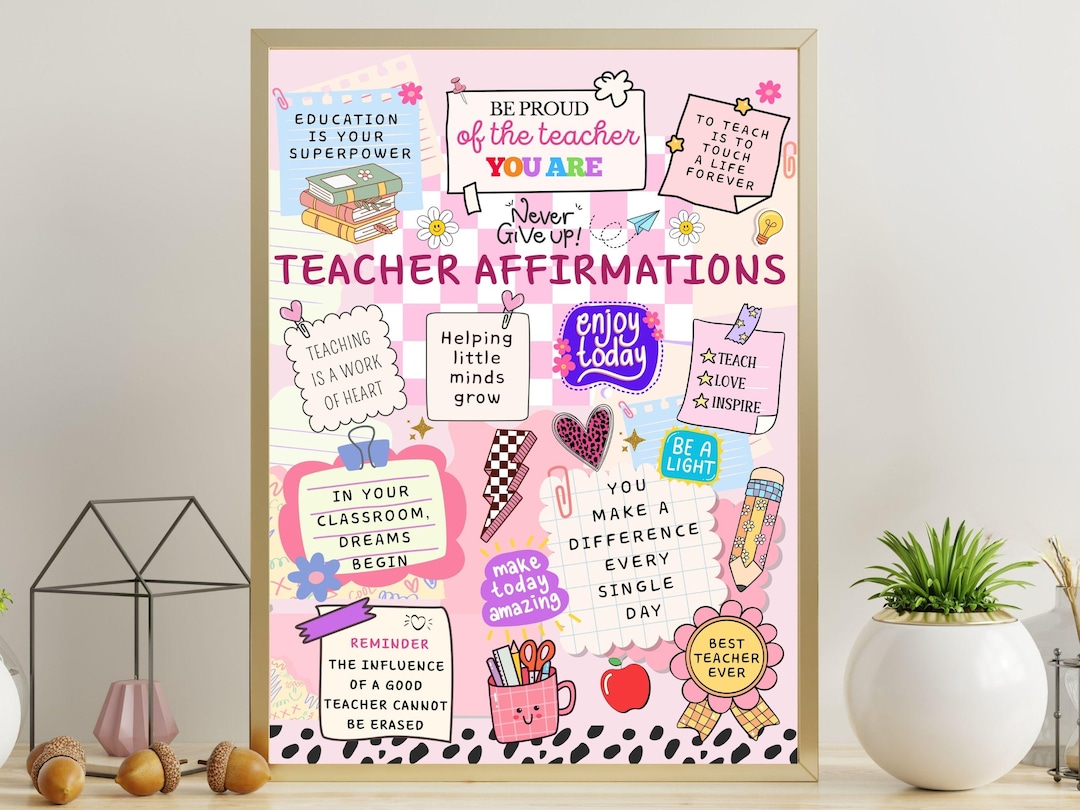 Teacher Affirmations Wall Art, Teacher Quotes, Teacher Wall Decor ...