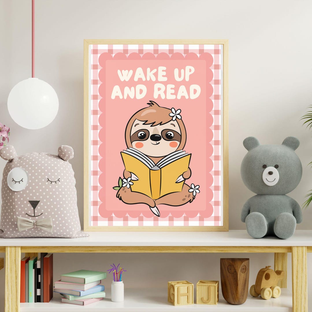Kids Reading Poster, Animal Reading Poster, Reading Corner, Playroom ...