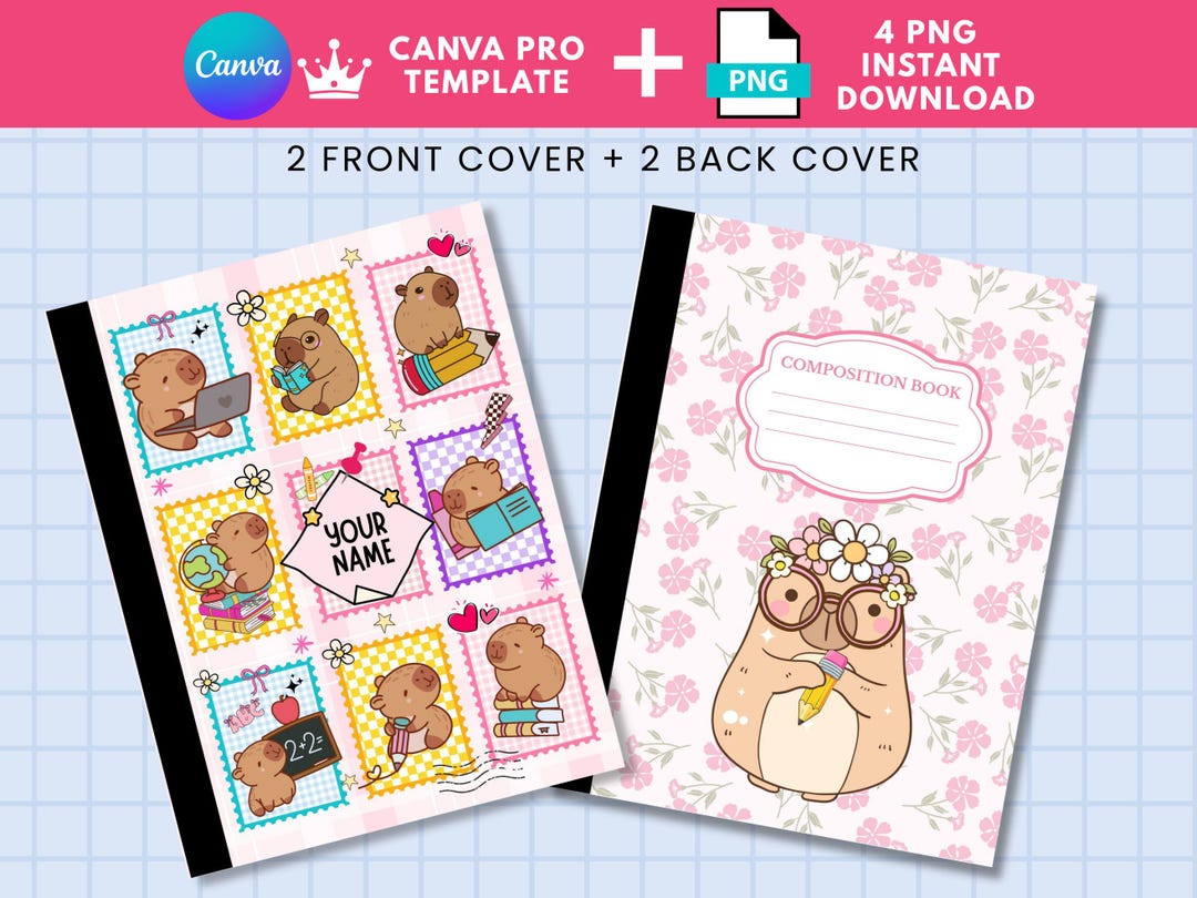 Personalized Composition Notebook Cover, Capybara Notebook Cover Set ...