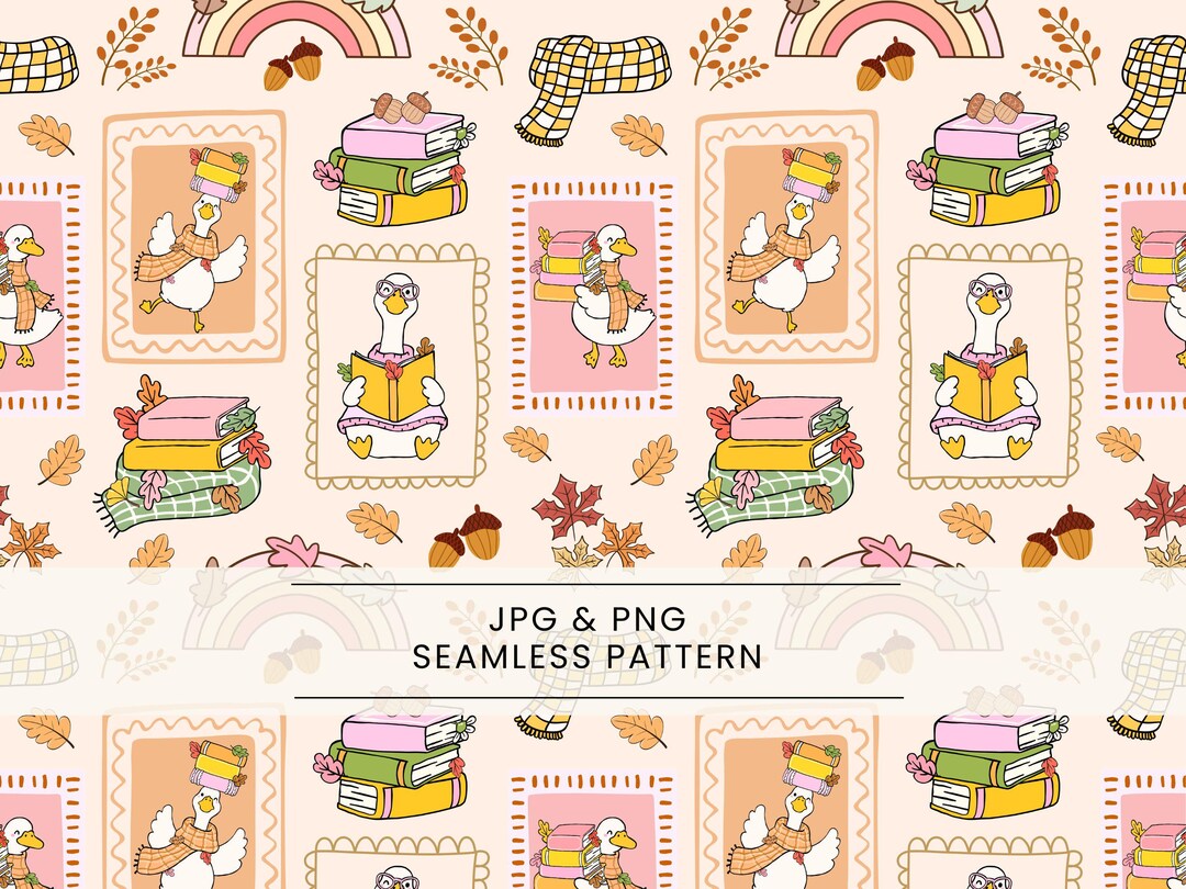 Silly Goose Seamless Pattern, Goose Fall Seamless Pattern, Fall Digital ...