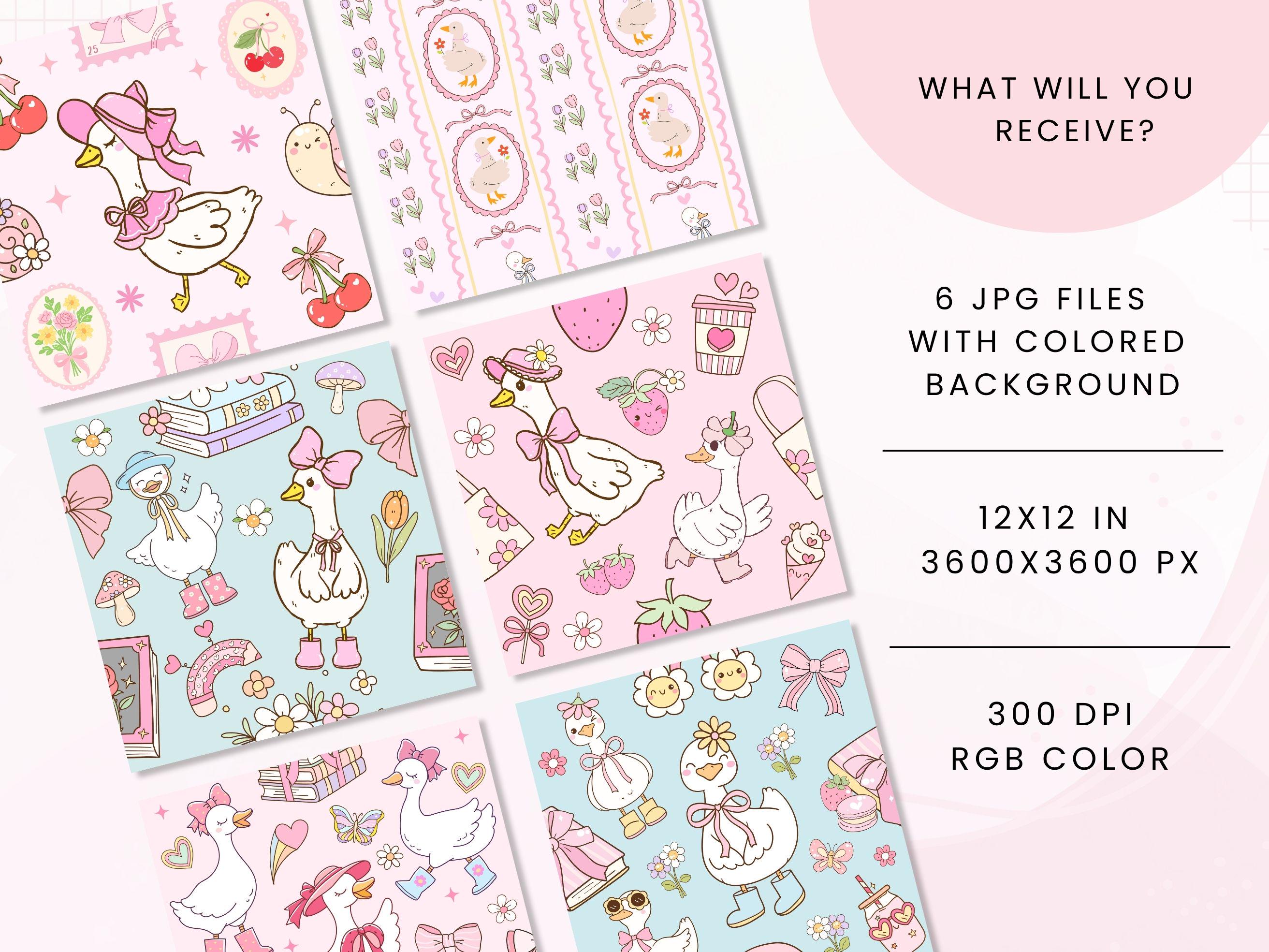 Silly Goose Seamless Pattern Bundle, Pastel Goose Clipart for ...