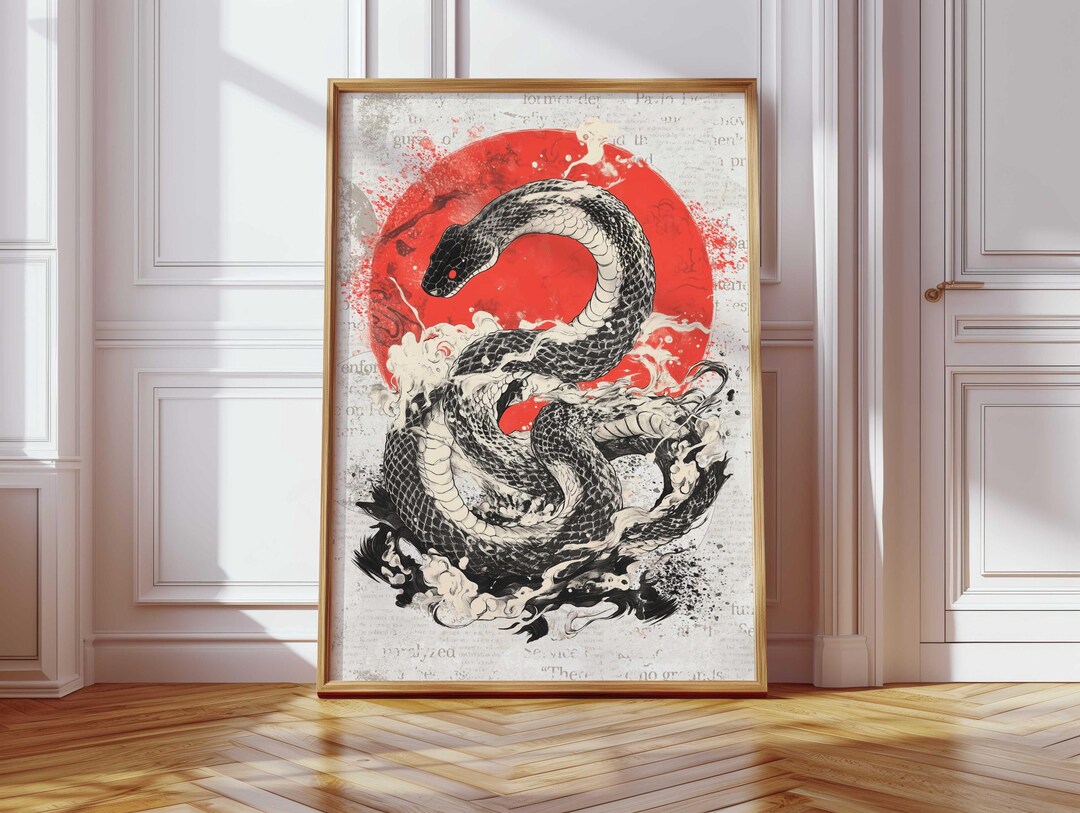 Snake Wall Art Year of the Snake Poster Print, Snake Wall Decor Vintage ...