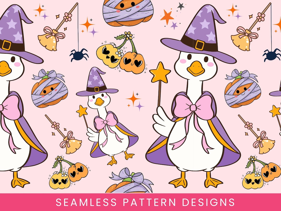 Goose Halloween Digital Paper Seamless Pattern, Silly Goose Pattern ...