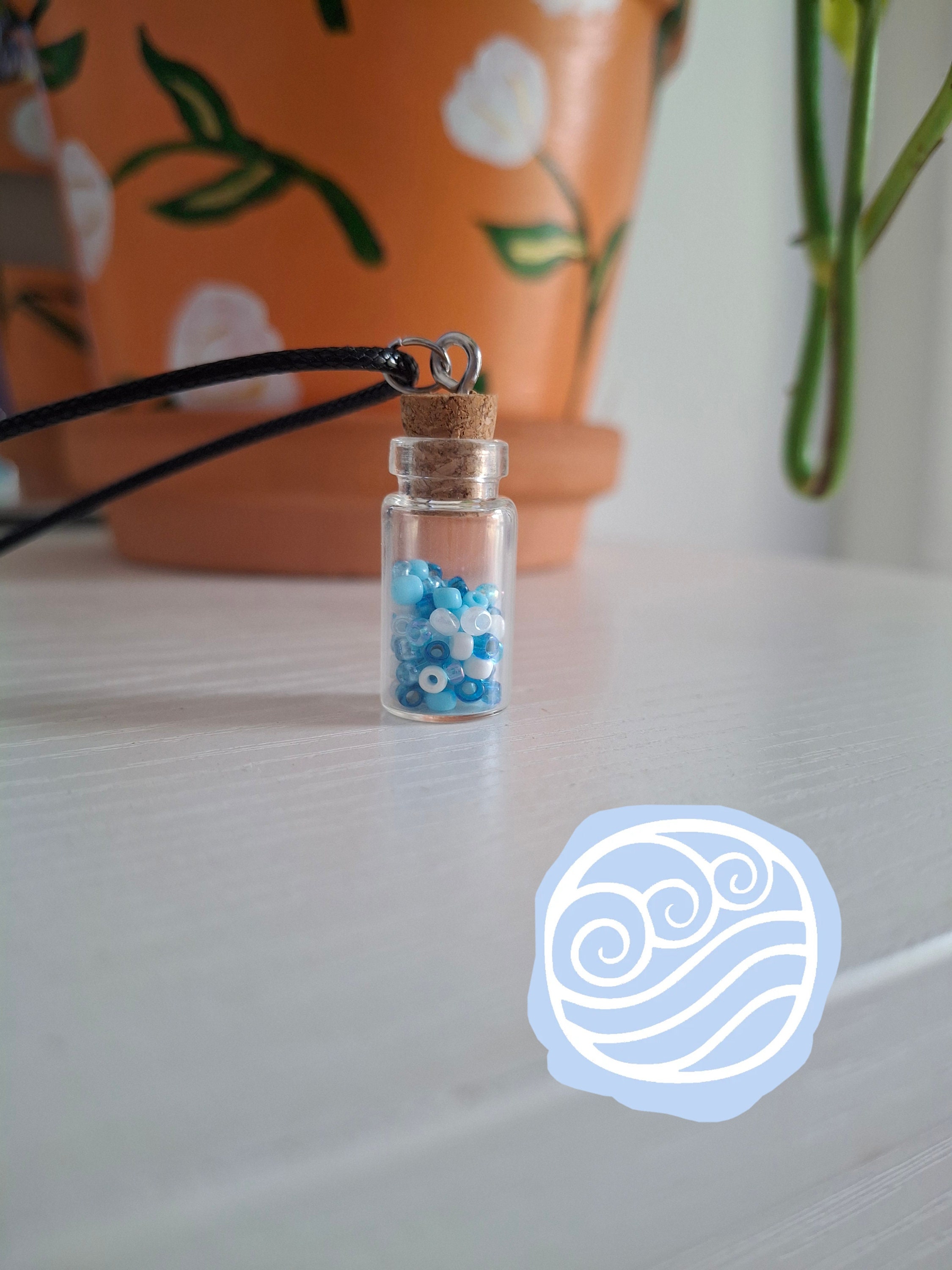 18 Avatar The Last Airbender Beaded Small Bottle Leather Necklace Glass Bottle Beaded
