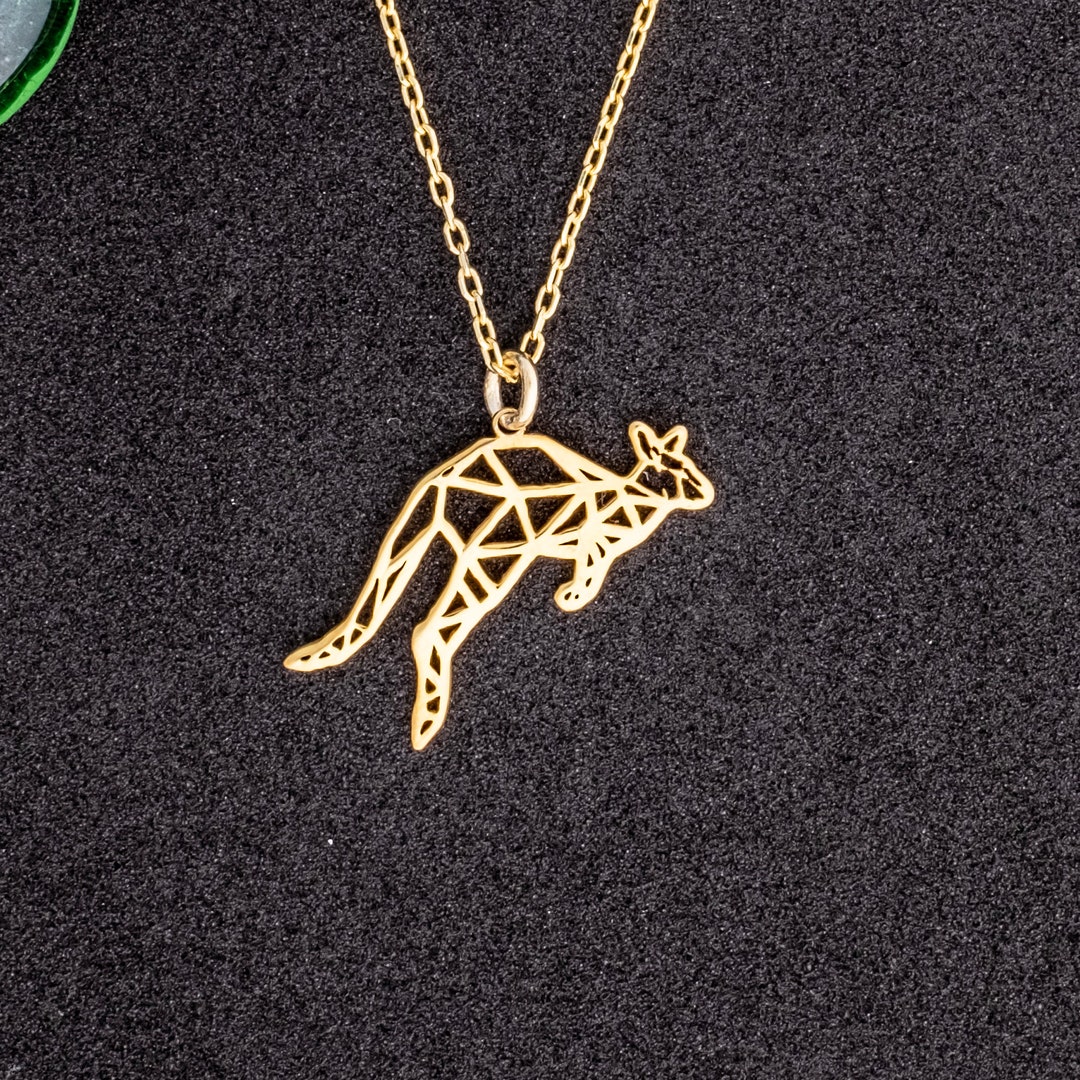 Miniature Origami Kangaroo Charm Delicate Handmade Necklace 14K Gold ...