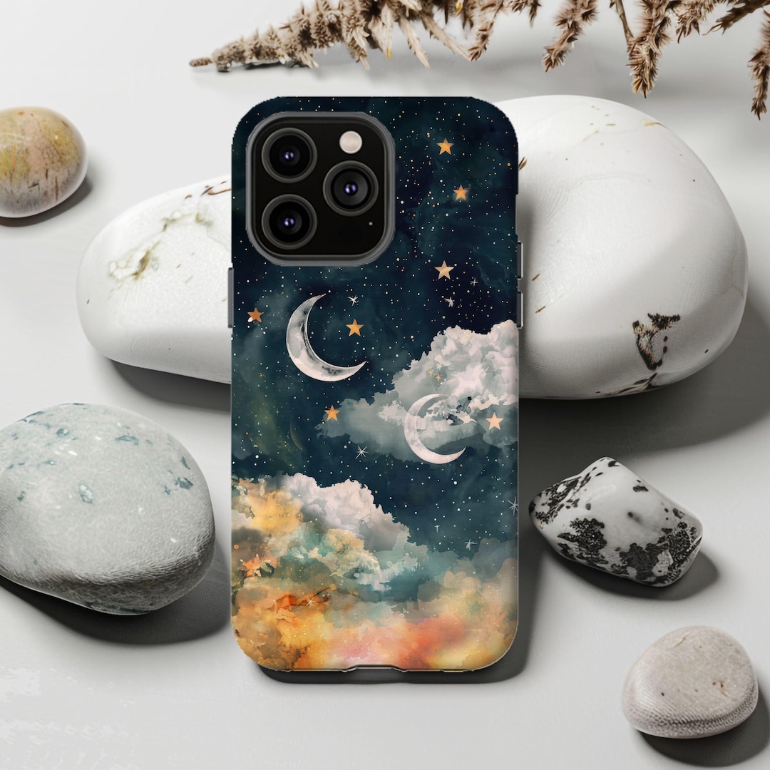 Moon and Clouds Phone Case Night Sky Design Clouds Phone Case Galaxy ...