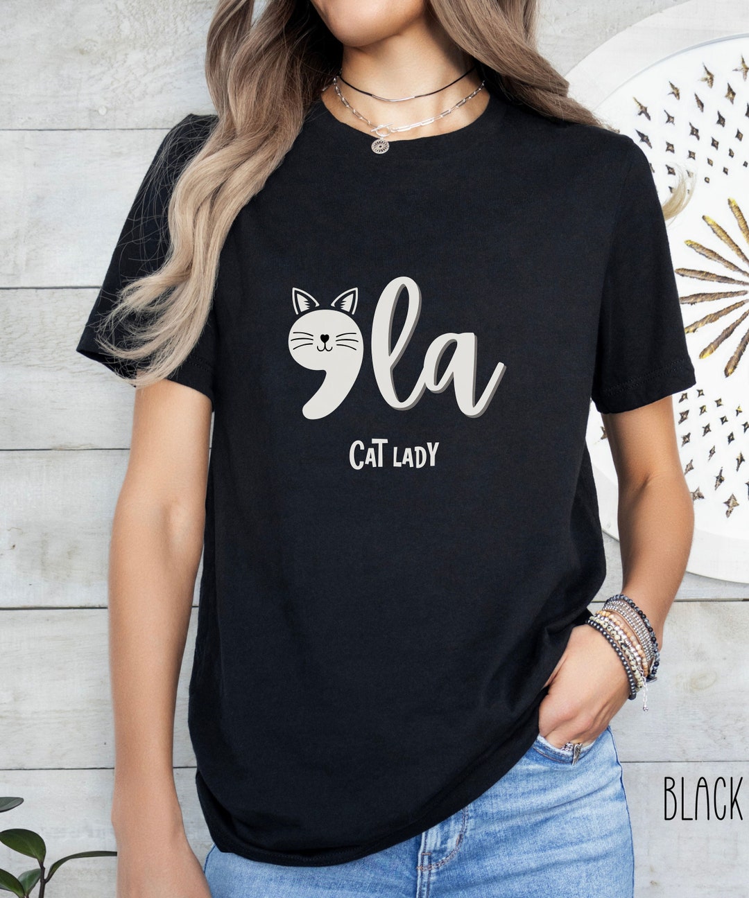 Comma La Cat Ladytee,childless Cat Lady Shirt,vote Democrat,pro Choice ...