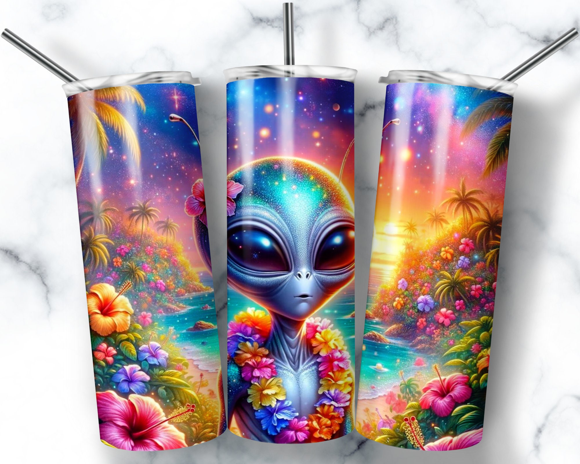 Alien Tumbler Wrap 20oz Skinny Tumbler Sublimation Design Digital ...