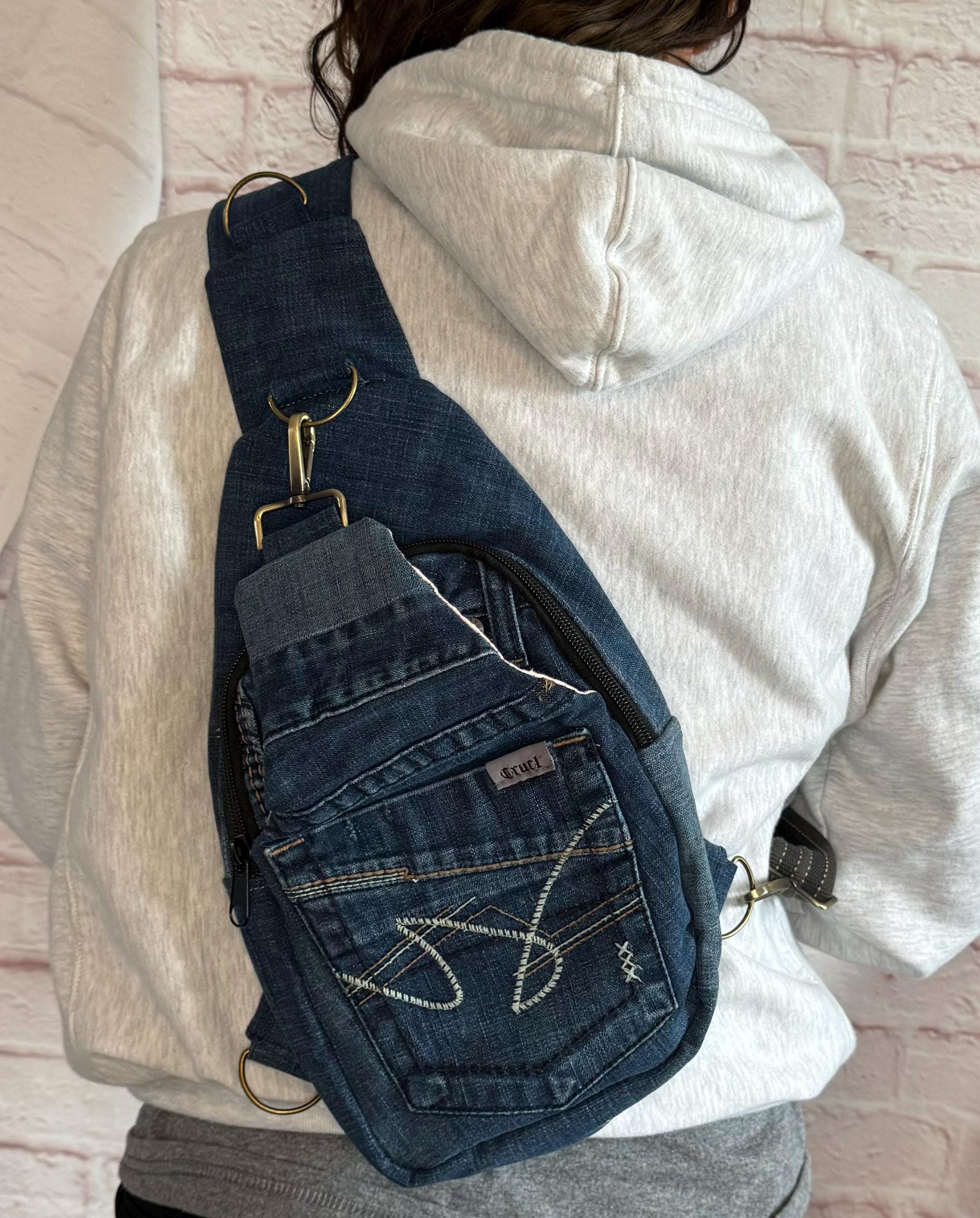 One of a Kind Denim Sling Bag - Etsy