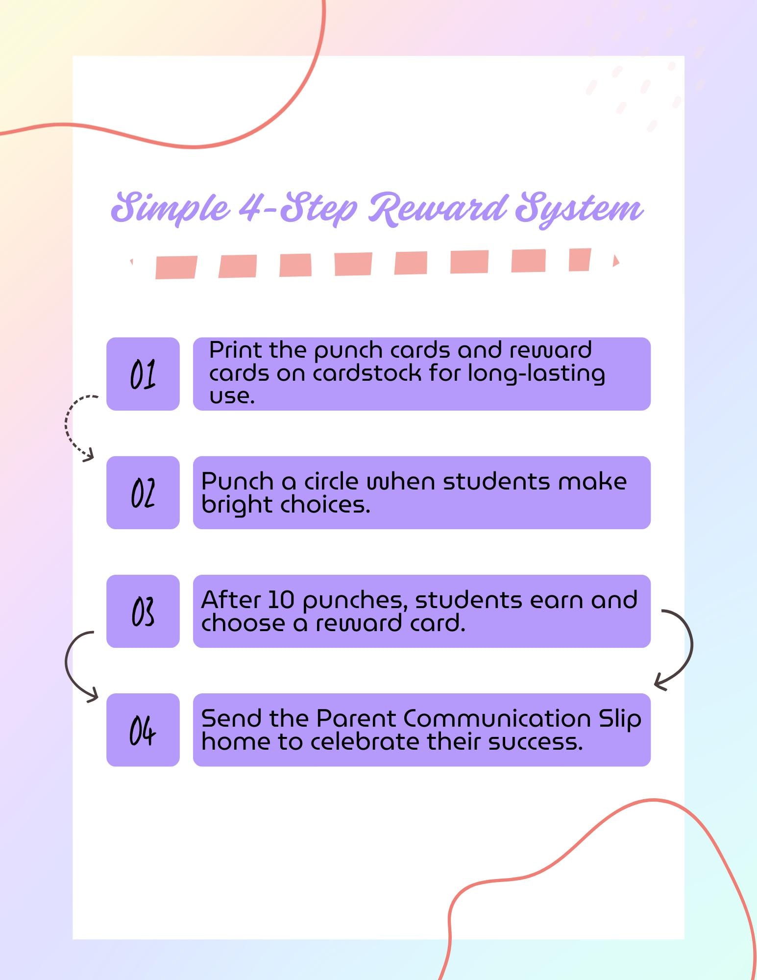 Rainbow Behavior Reward Cards | Punch Card System | Classroom Reward ...