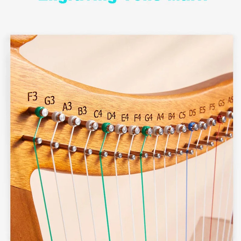19 String Solid Wood Lyre Piano High Quality Lyre Harp Portable Musical ...
