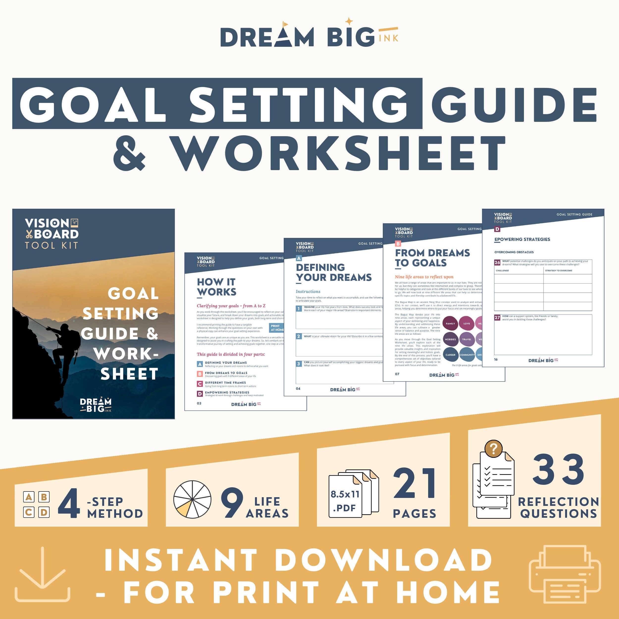 Goal Setting Worksheet | Printable Goal Planner Worksheet | 33 ...