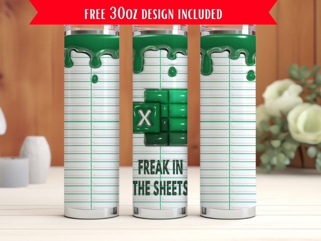 3D Inflated Funny Excel Freak in the Sheets 20oz Tumbler, Sublimation ...