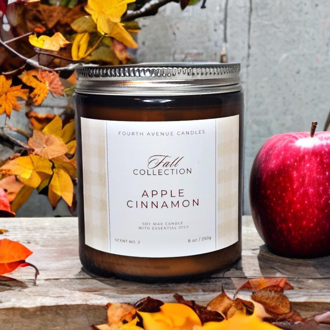 Apple Cinnamon Soy Candle 8 Oz. Scented Candles Fall Candles Apple ...