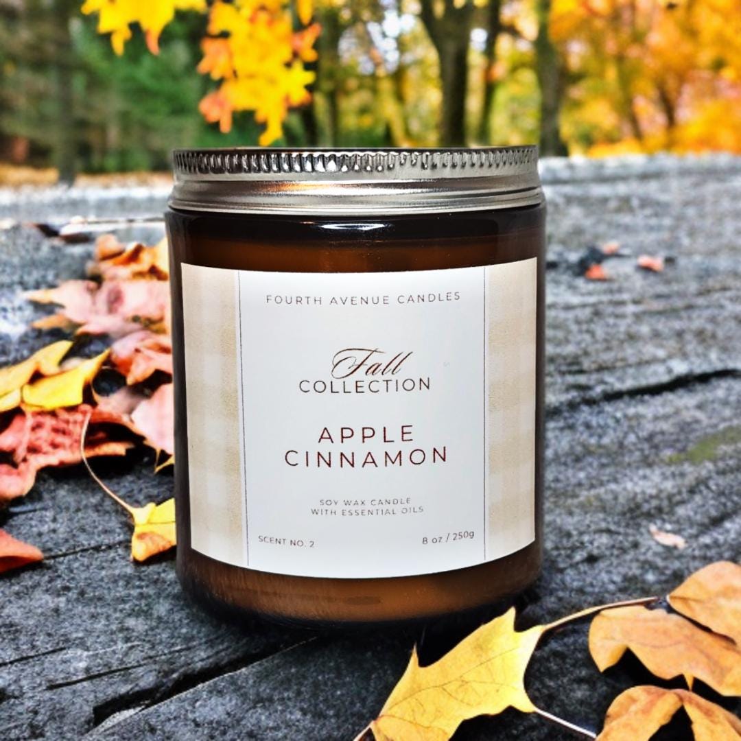 Apple Cinnamon Soy Candle 8 Oz. Scented Candles Fall Candles Apple ...