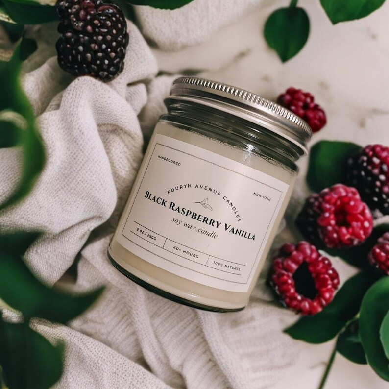Black Raspberry Vanilla Candle | Jar Candle | Handmade Soy Wax Candle ...