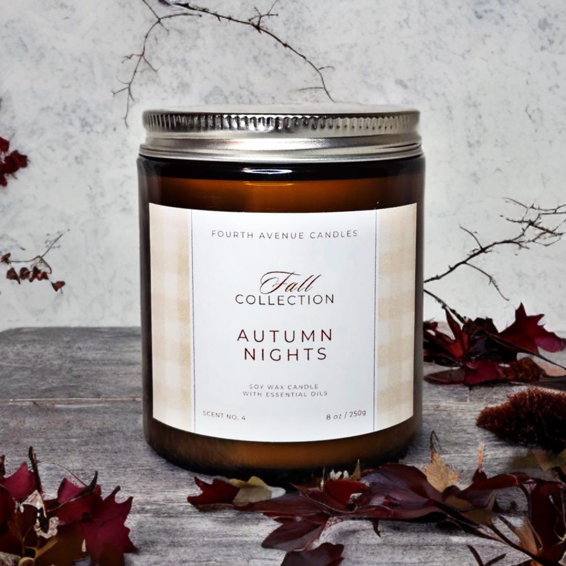 Autumn Nights Soy Candle 8 Oz. Scented Candles Fall Candles Autumn ...