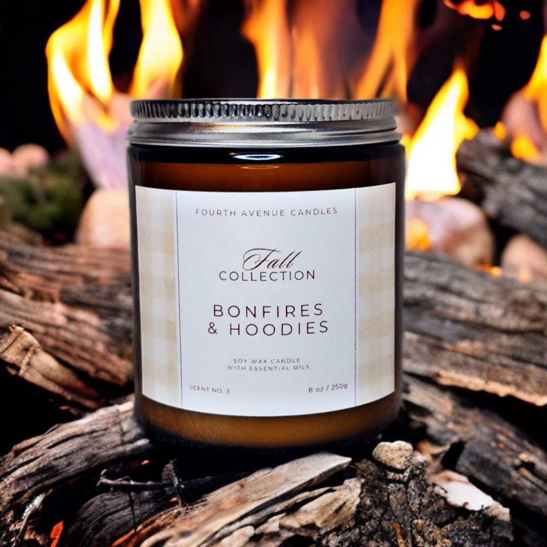 Bonfires & Hoodies Soy Candle 8 Oz. Scented Candles Fall Candles Autumn ...
