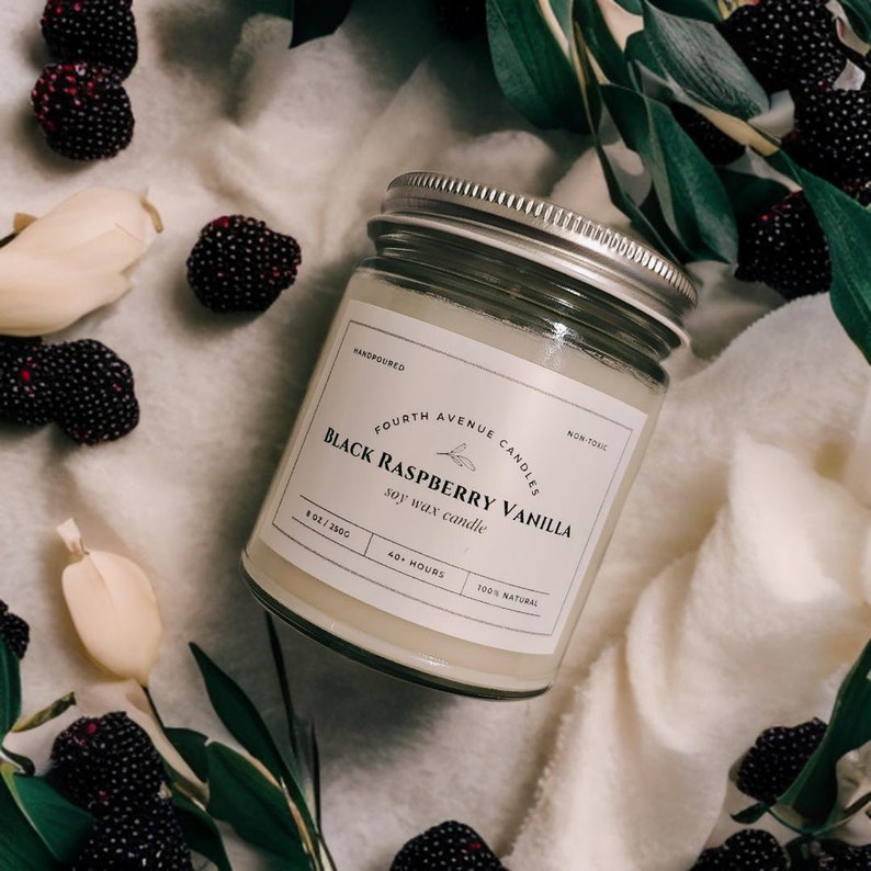 Black Raspberry Vanilla Candle | Jar Candle | Handmade Soy Wax Candle ...