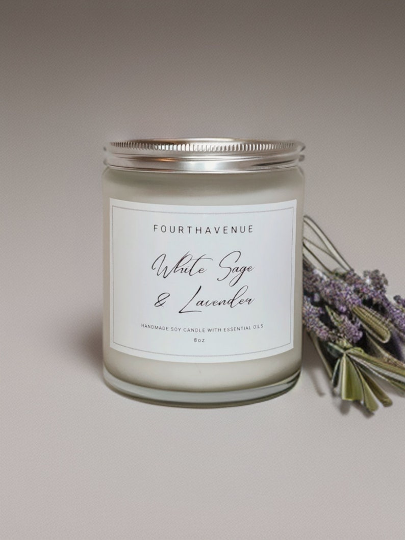 White Sage and Lavender Soy Candle | Hand Poured Soy Wax Candle | Relaxing Candle | Lavender ...