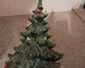 Vintage Ceramic Christmas Tree Red Lights - Etsy