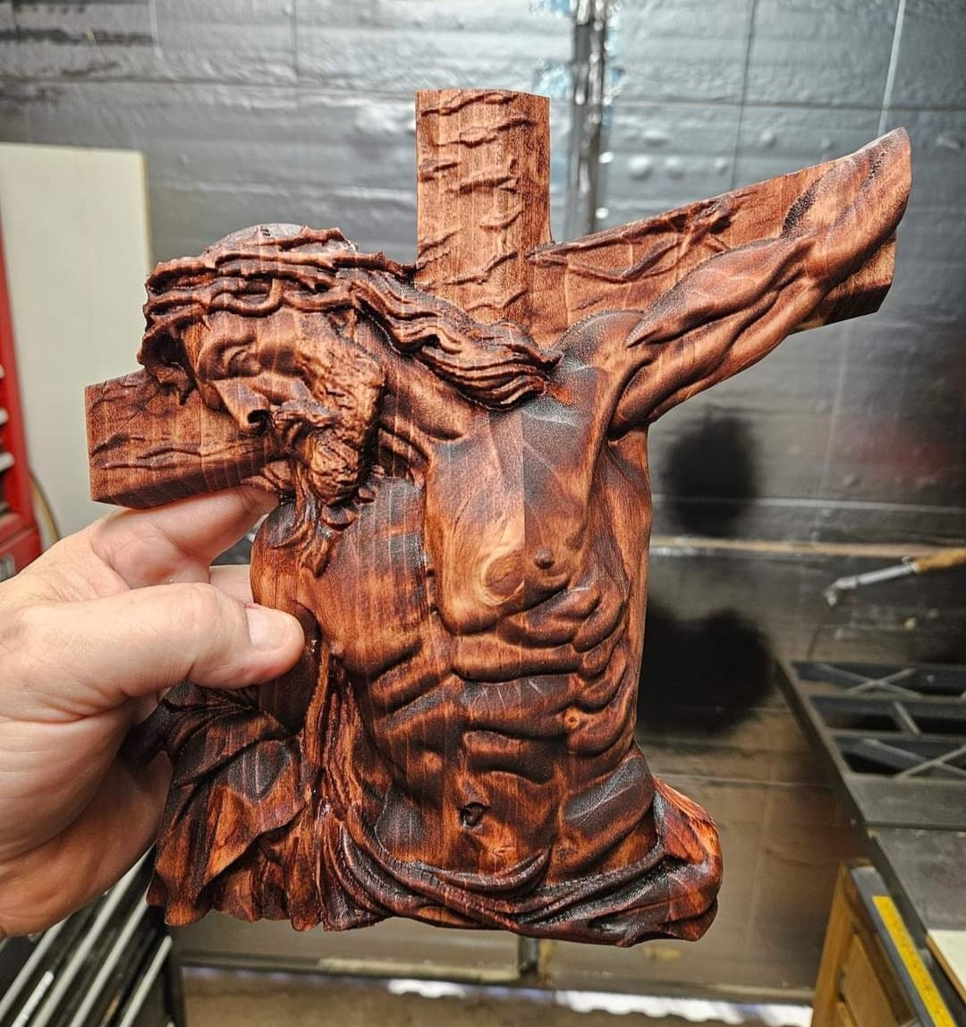 Jesus Crucifixion Wood Carved Statues - Etsy