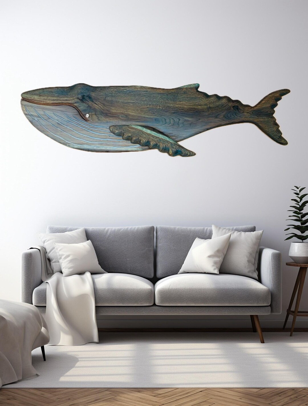 Large Maritime Wall Sculpture, Personalized – Blue Whale Made of Oak ...