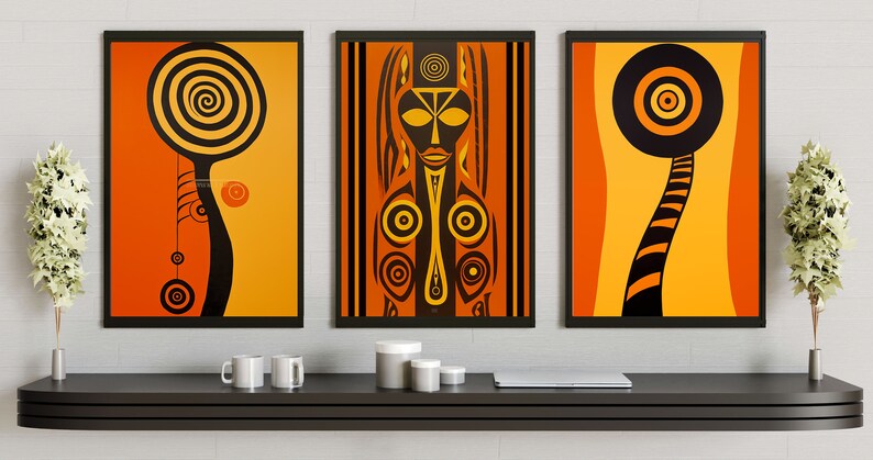 African Heritage Wall Art Set of 3 | Traditional Tribal Patterns ...