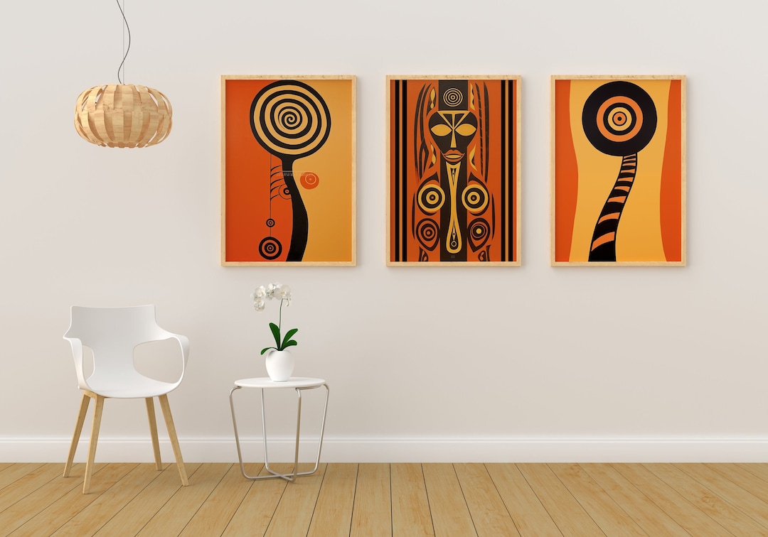 African Heritage Wall Art Set of 3 | Traditional Tribal Patterns ...