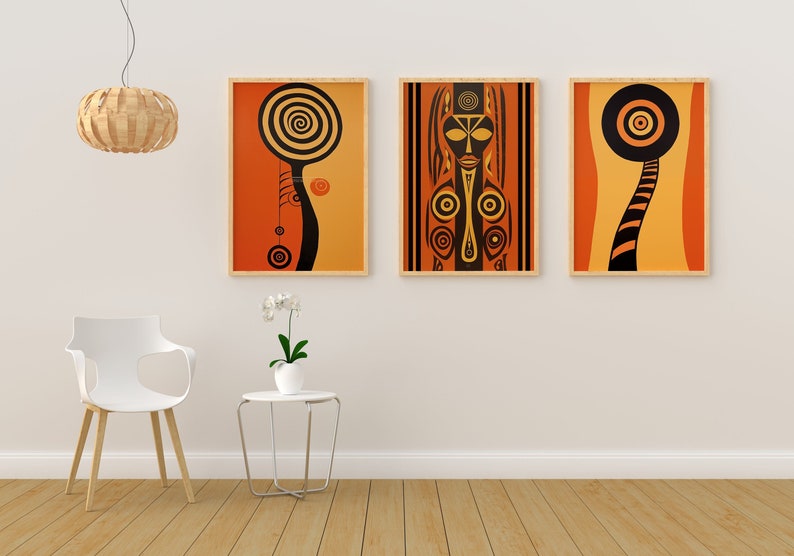 African Heritage Wall Art Set of 3 | Traditional Tribal Patterns ...