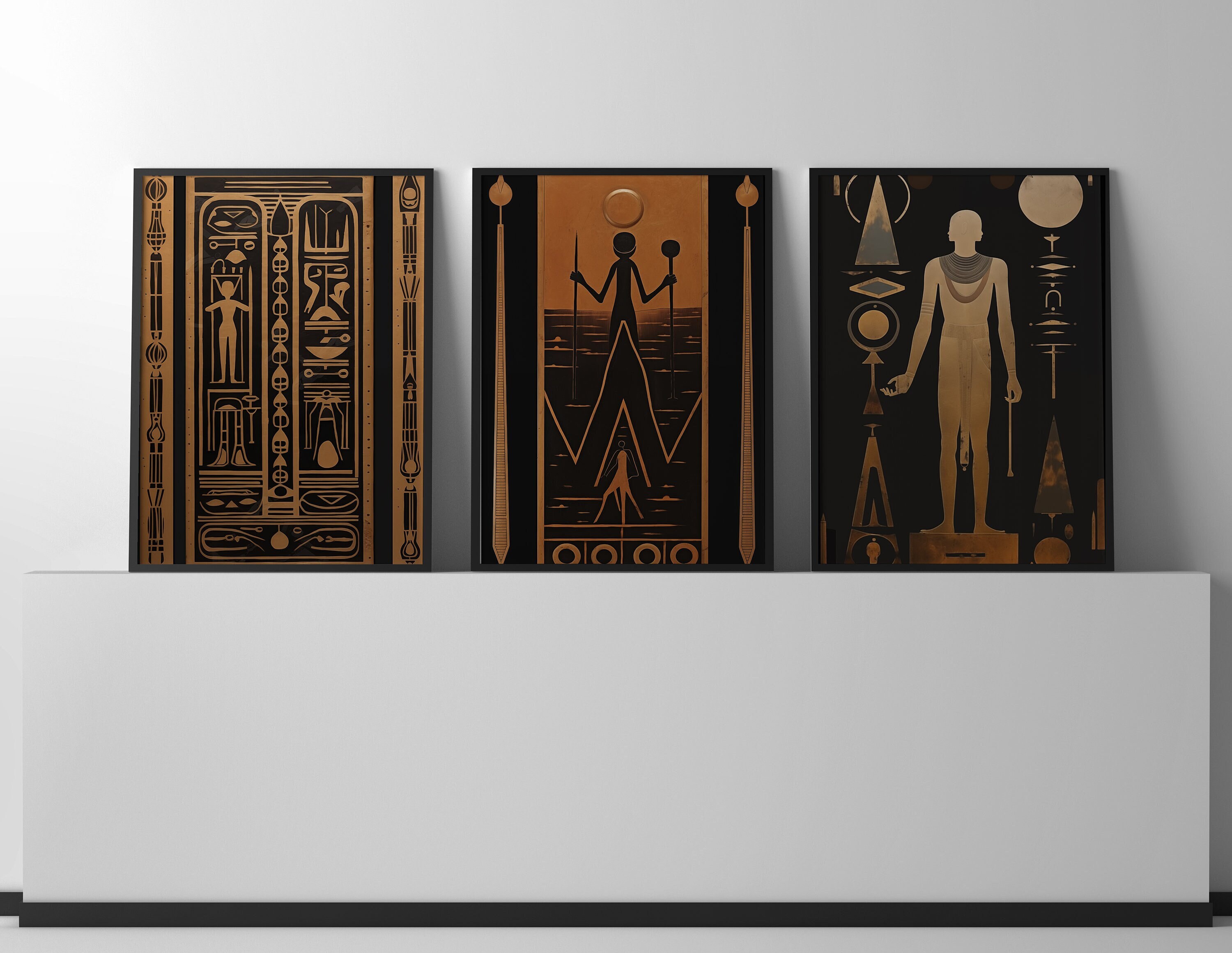 Ancient Egypt Wall Art Set of 3 hieroglyphics and Symbols Triptych ...