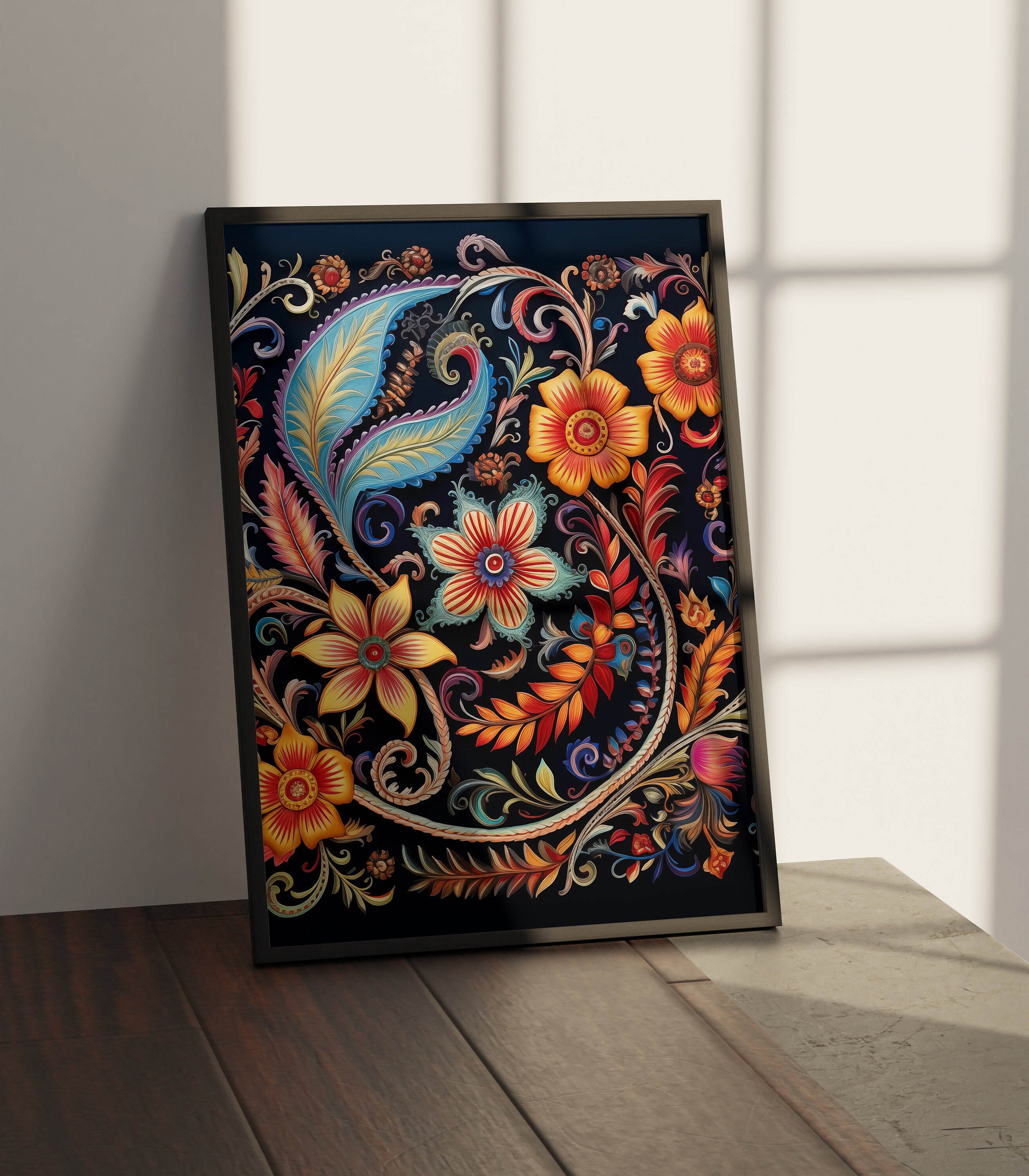 Embroidered Flower Wall Art Set of 3 | Floral Digital Prints | Abstract ...