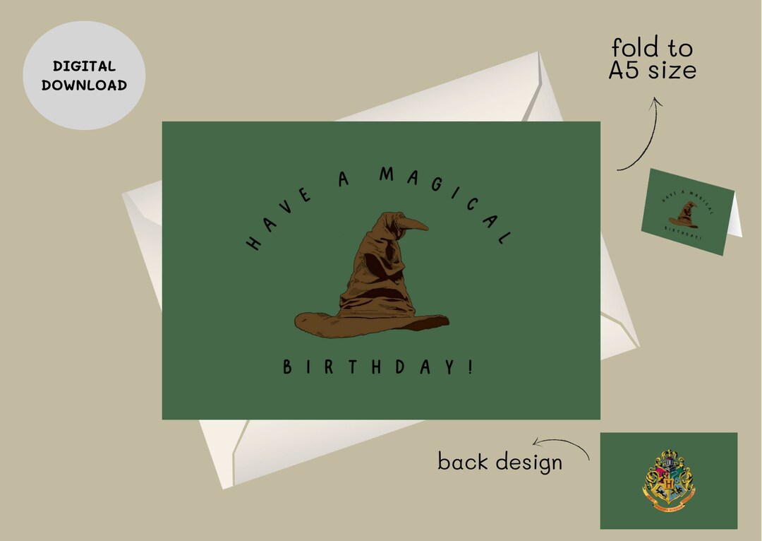 Harry Potter Birthday Card Printable Download Pdf HD Foldable - Etsy