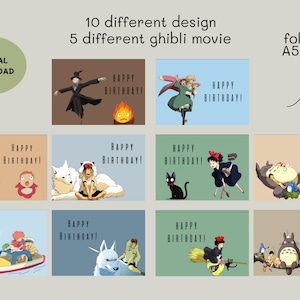 Studio Ghibli Birthday Cards Printable Download PDF HD - Etsy