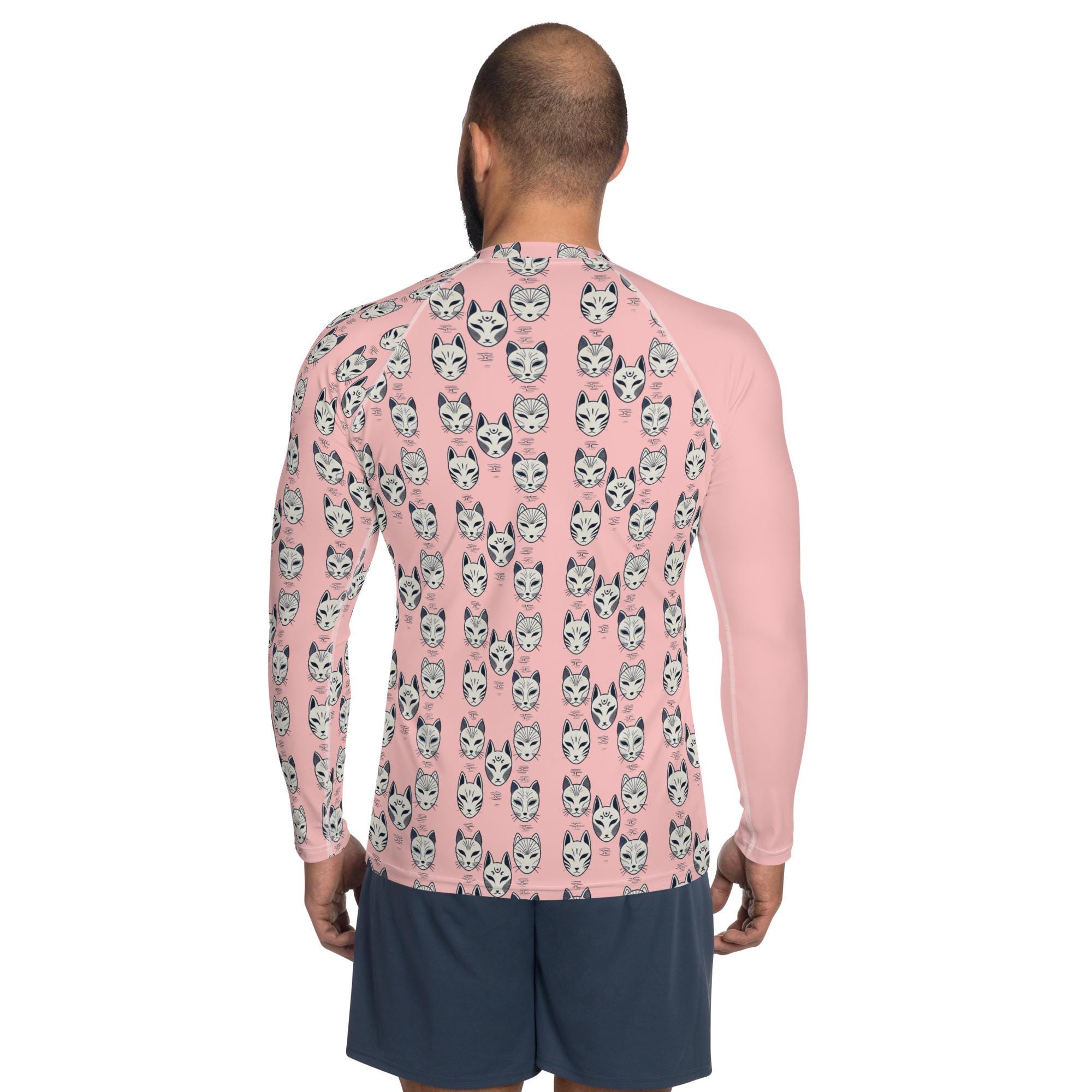 Kitsune Fox Mask Pattern in Black and Pink Men's Rash Guard - Etsy