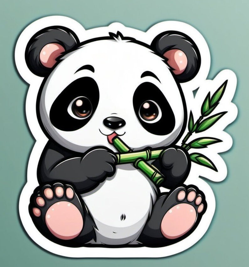 Panda Eating Bamboo Digital Download Sticker - Etsy
