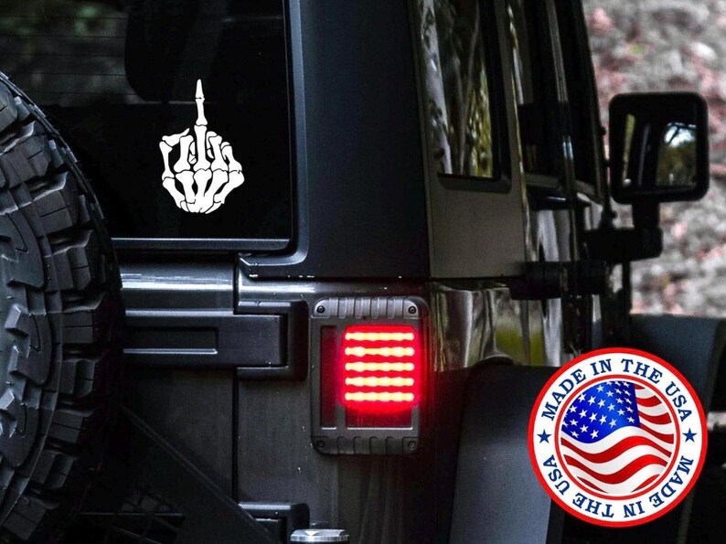 Skull Skeleton Bone Middle Finger Flipping off Car Decal Sticker - Etsy