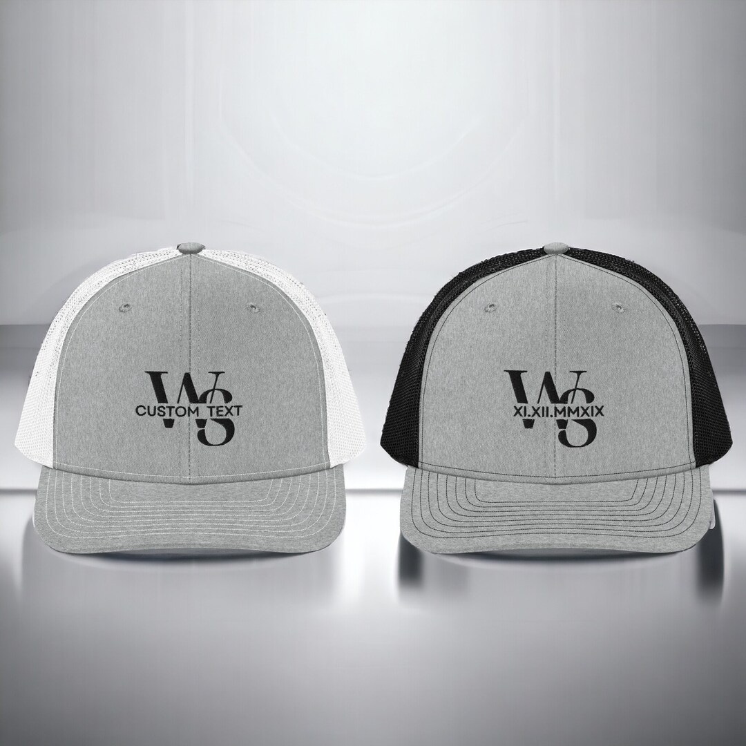 Embroidered Monogram Hat Custom Initials Couples Cap, Personalized Text ...