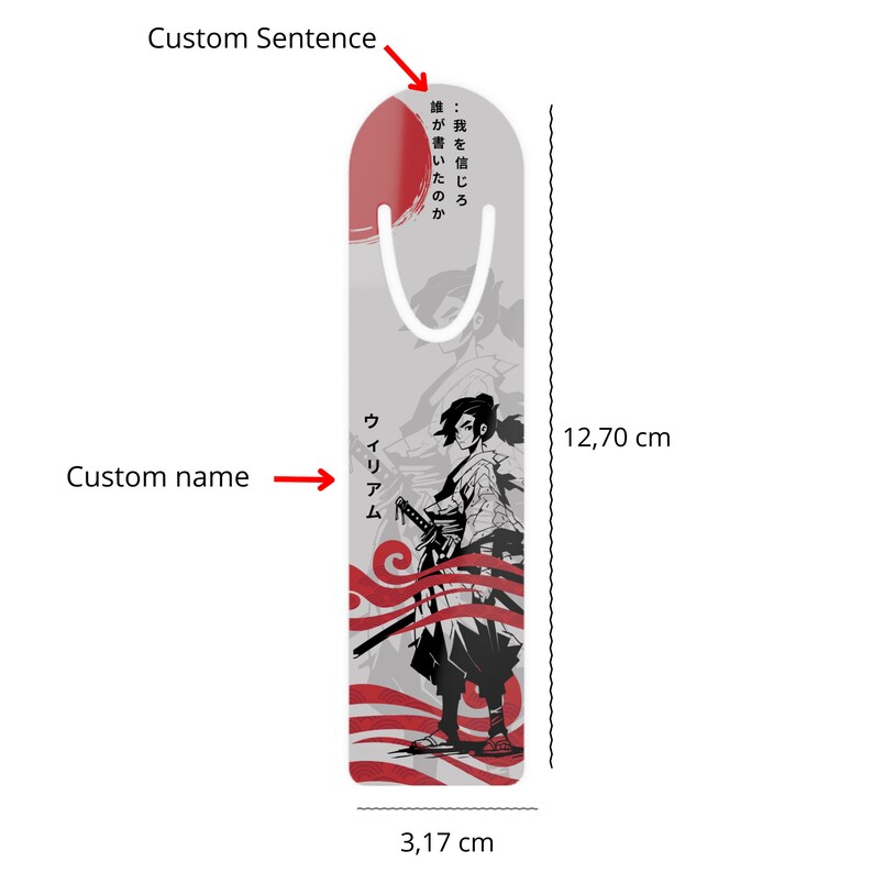 Custom Samurai Bookmark, Anime Art, Anime Bookmark, Japanese Bookmark ...