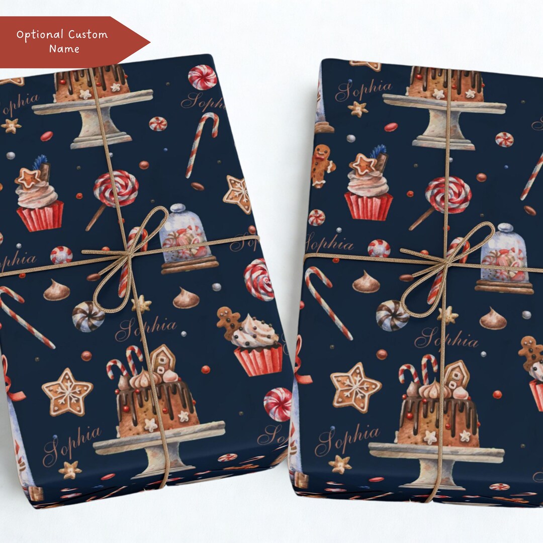 Personalized Gingerbread Christmas Wrapping Paper – Custom Name Gift ...