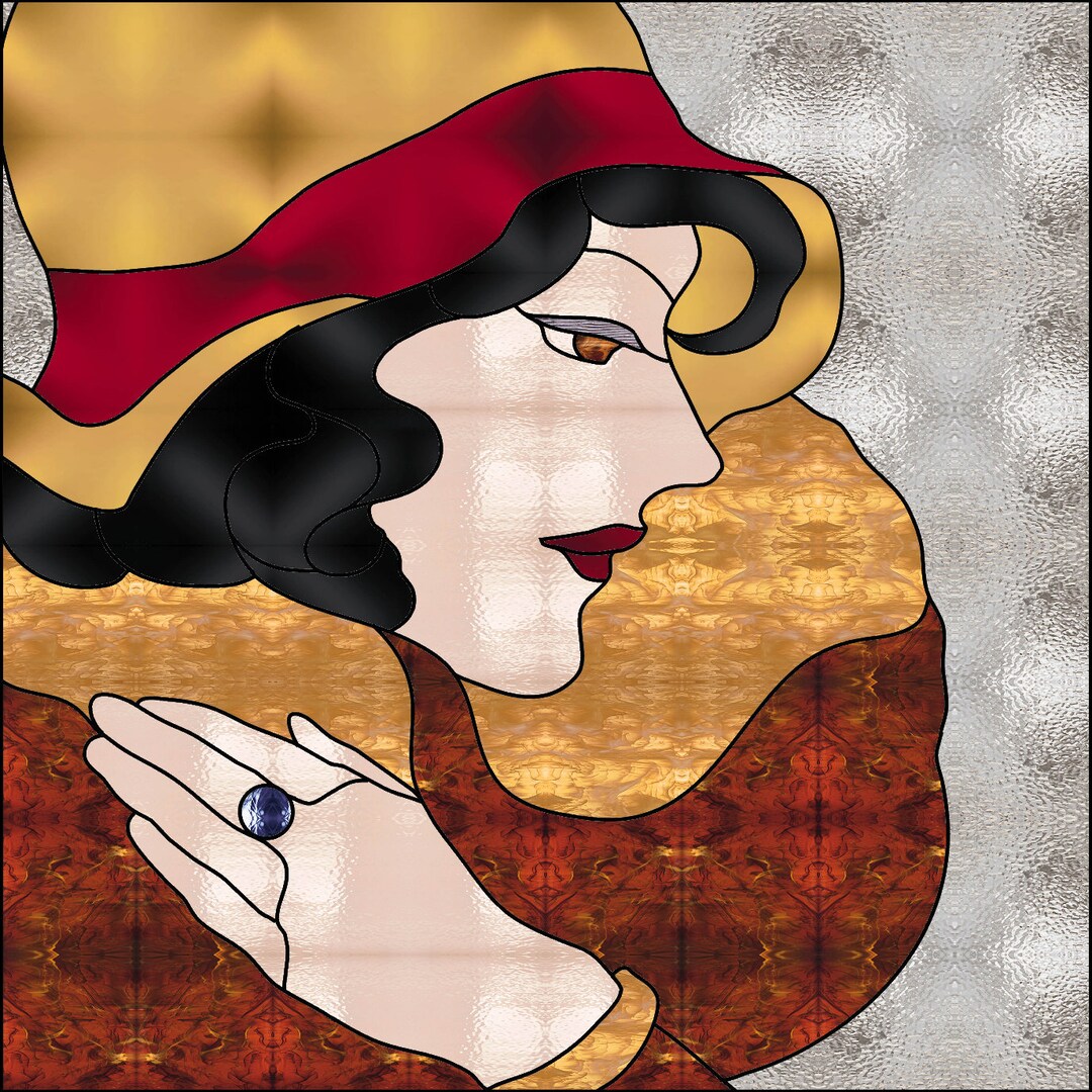 Stained Glass Pattern - Woman With the Ring - Etsy