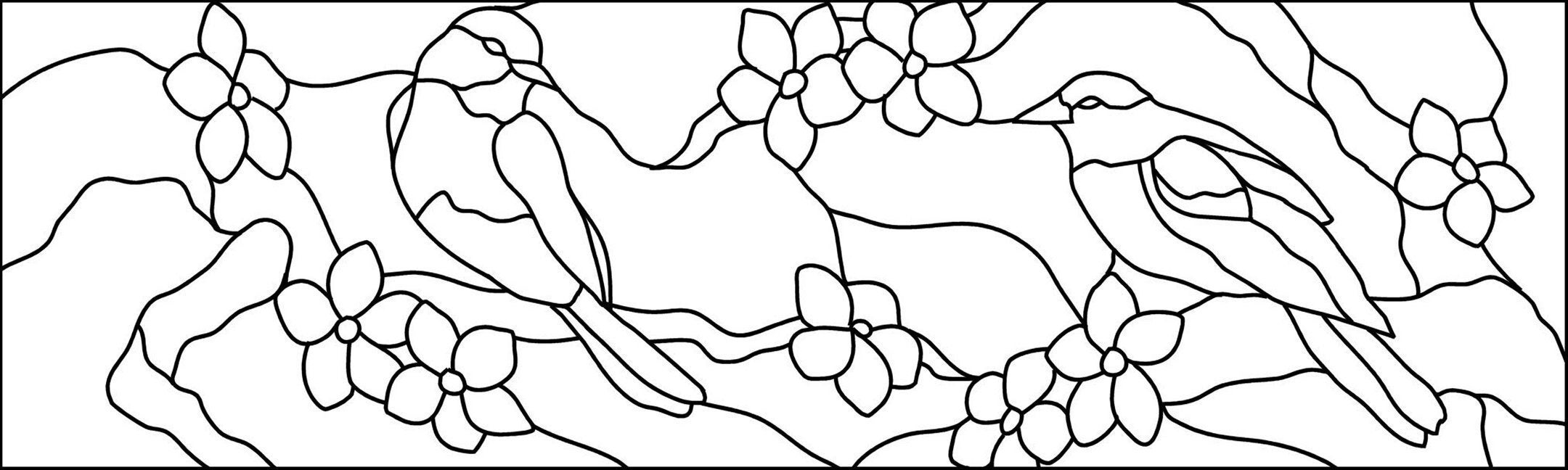 Stained Glass Pattern - Dogwood Flowers and Birds - Etsy