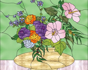 Digital Pattern - Stained Glass Spring Flower Vase With Removable ...