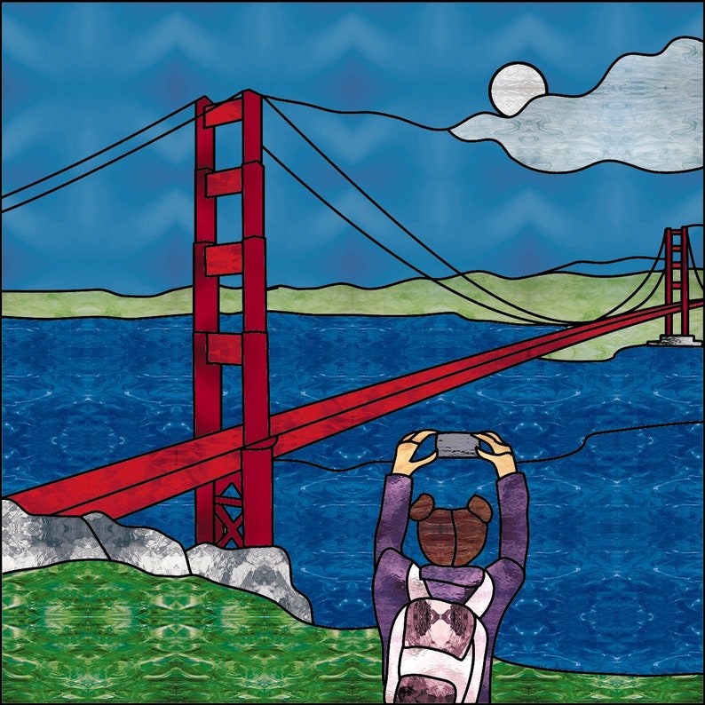 Stained Glass Pattern - Traveling Series - Golden Gate Bridge - Etsy
