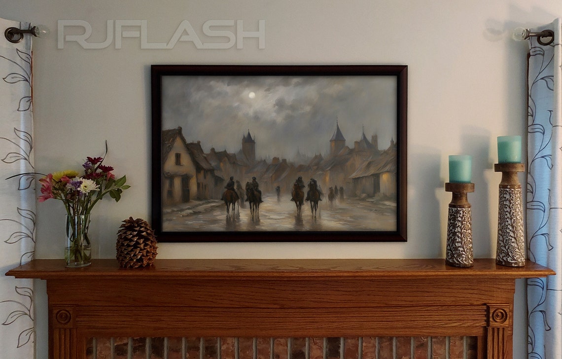 Medieval Knights on Horses Impressionism Painting Style Original ...