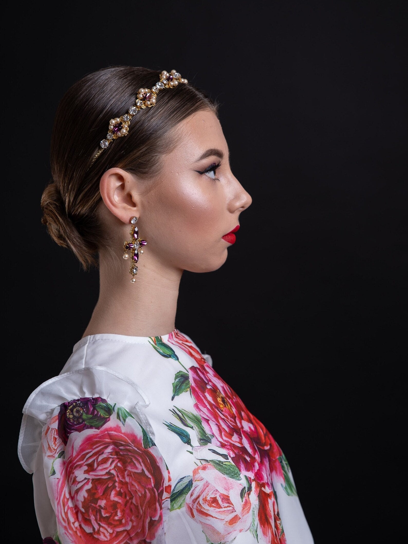 Baroque Black Crystal Tiara Dolce Vita Pearl Headband Embellished ...