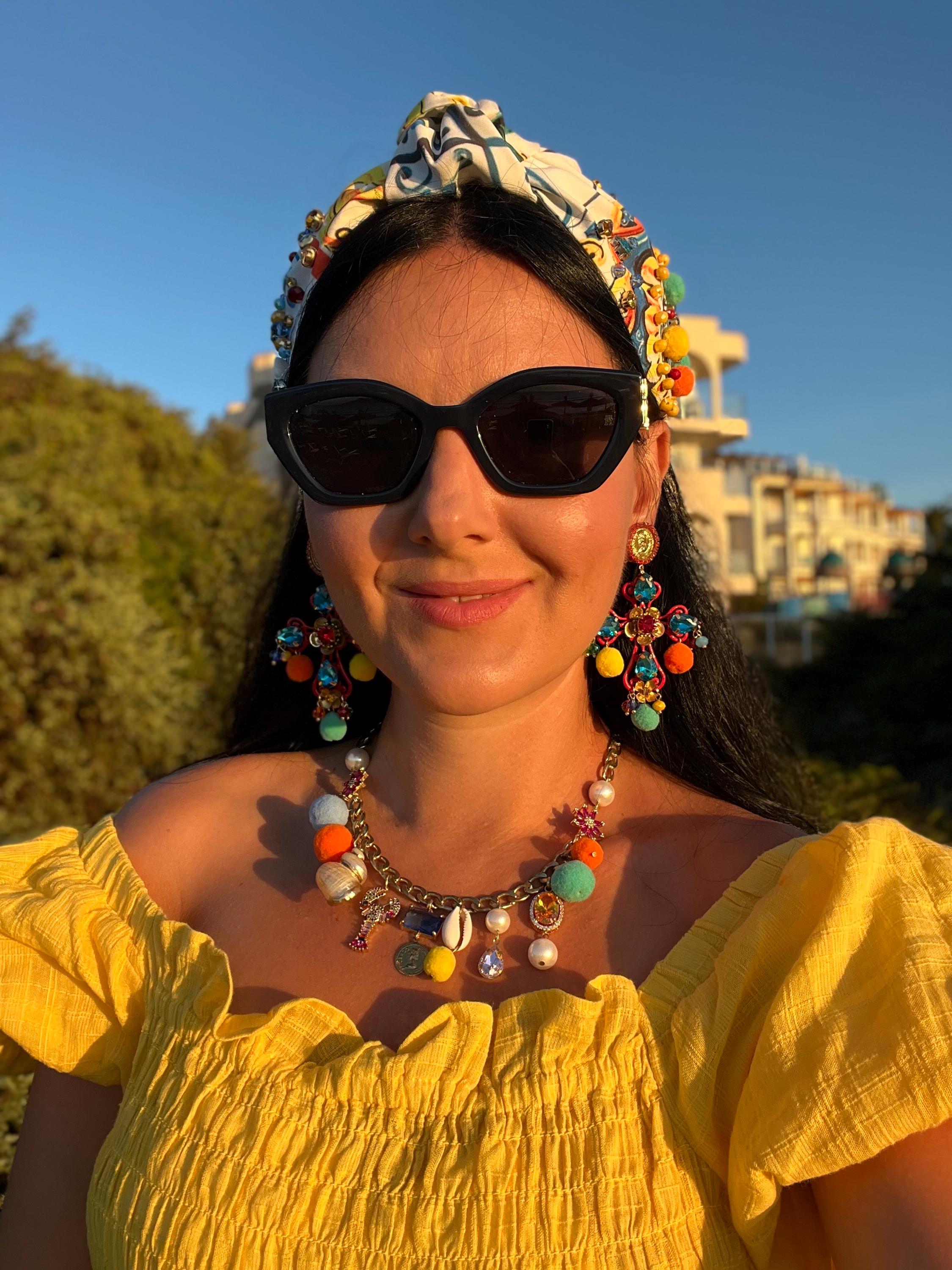 Sicilian Majolica Jewelry Set Top Knotted Turban Headband Dolce Vita ...